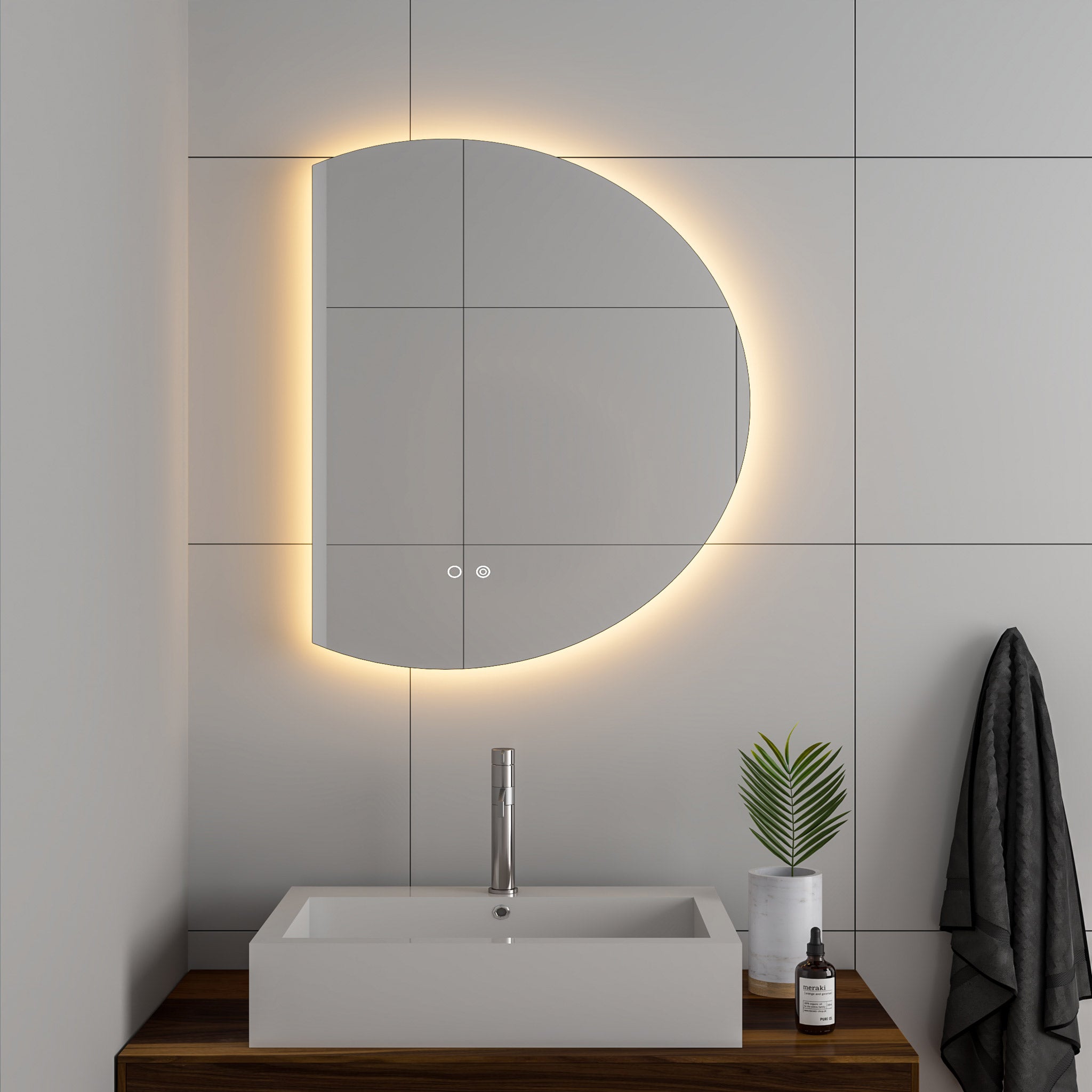 Cassiopeia Half Round Illuminated Vanity Mirror | Modern Mirrors