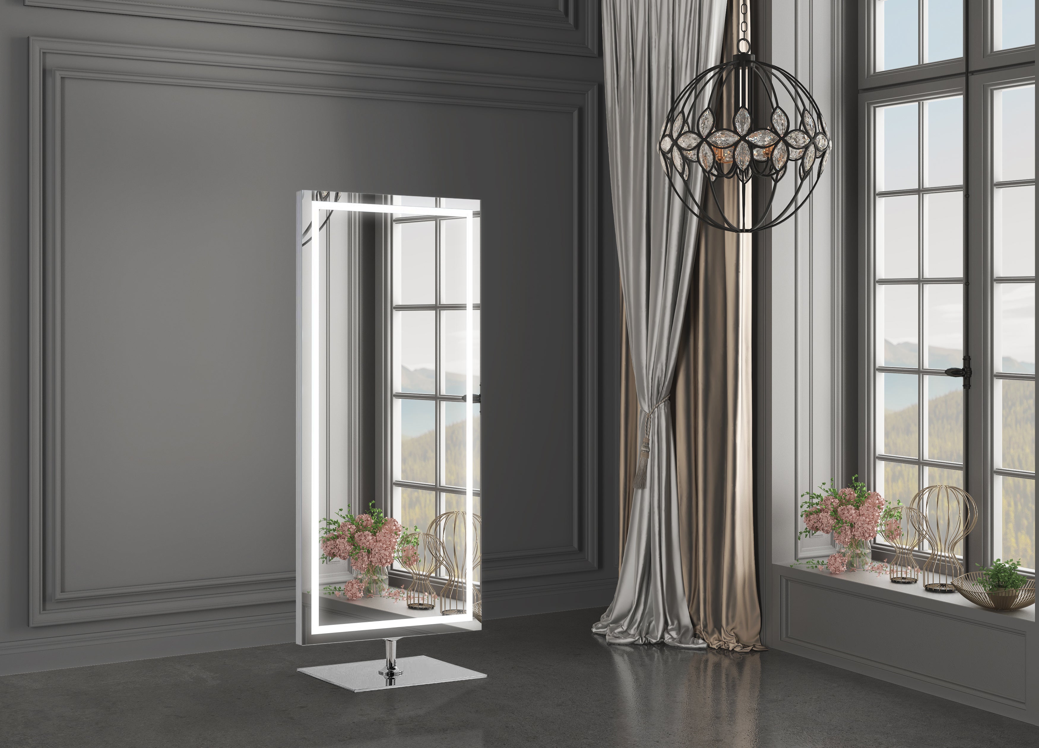 Nova Lighted Standing Full-Length Vanity Mirror | Modern Mirrors