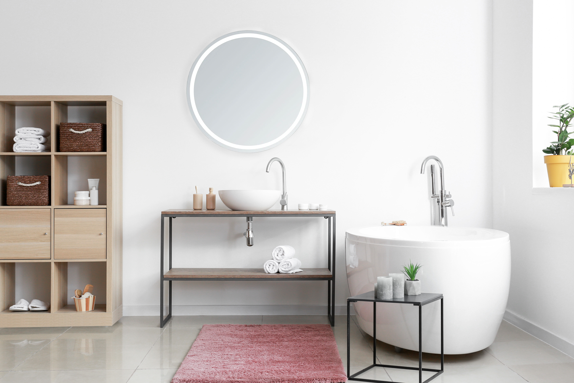 Corona Round Lighted Bathroom Vanity Mirror | Modern Mirrors