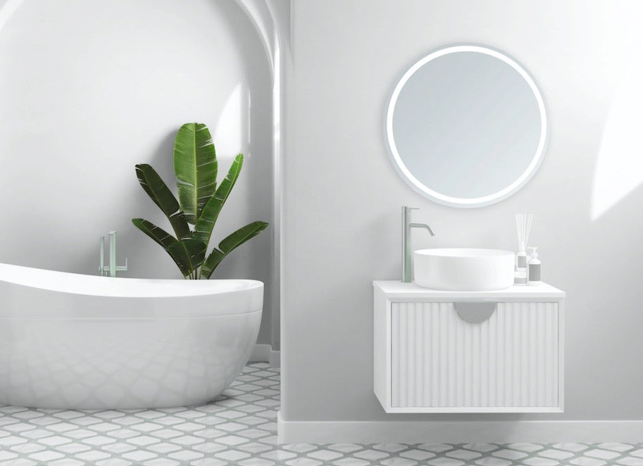 Corona Round Lighted Bathroom Vanity Mirror | Modern Mirrors
