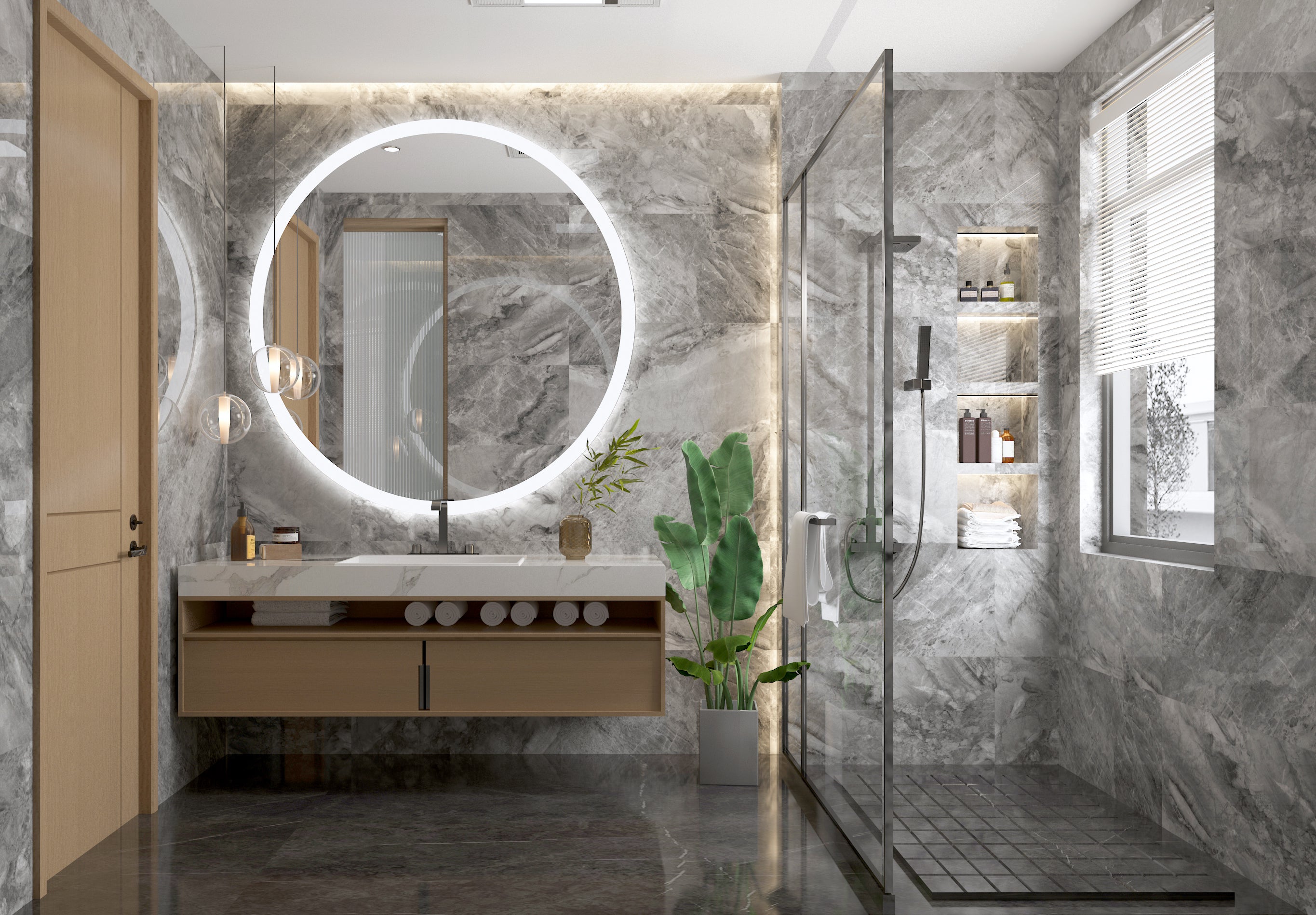 Luna Round Lighted Bathroom Vanity Mirror | Modern Mirrors