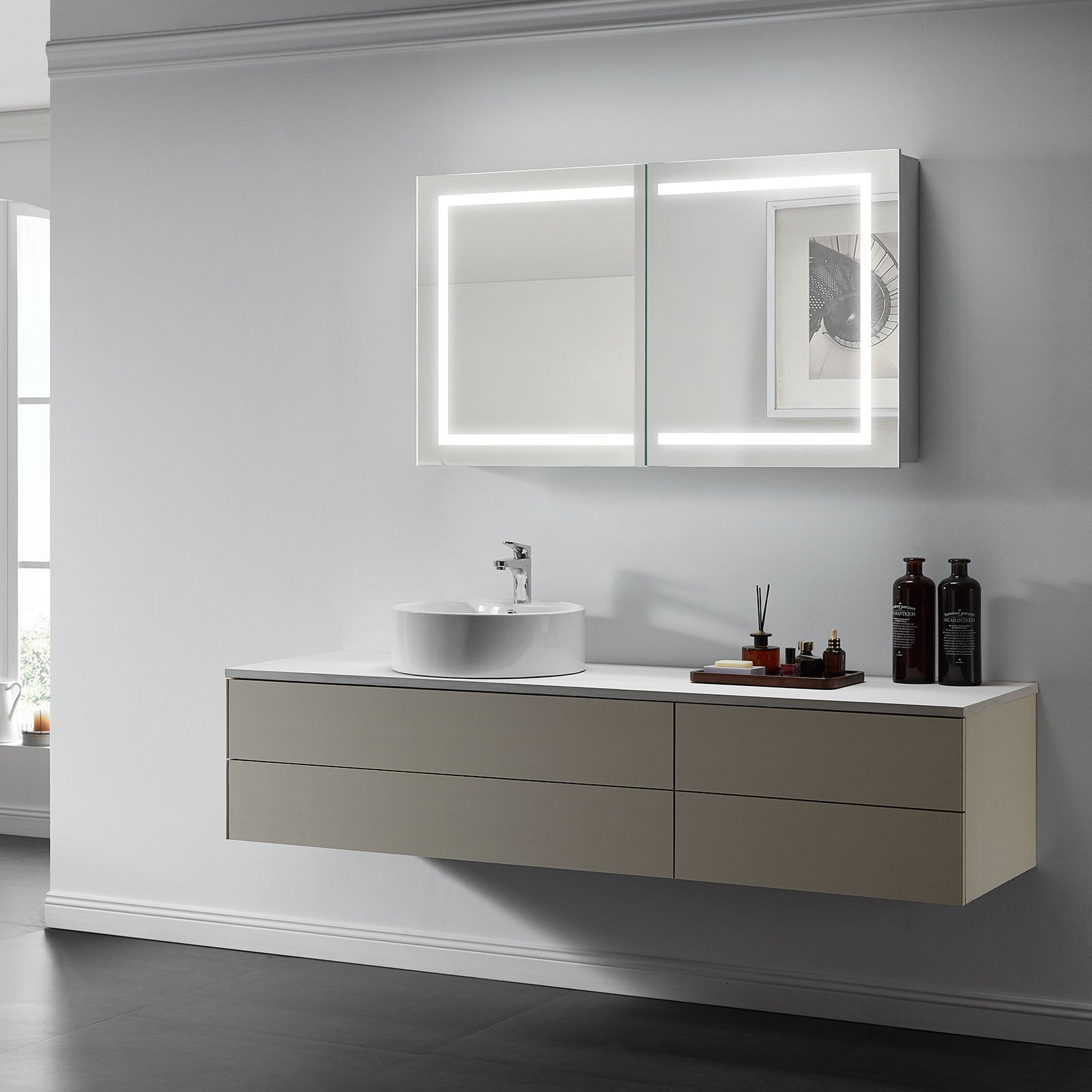 Europa II Lighted Bathroom Cabinet Vanity Mirror | Modern Mirrors